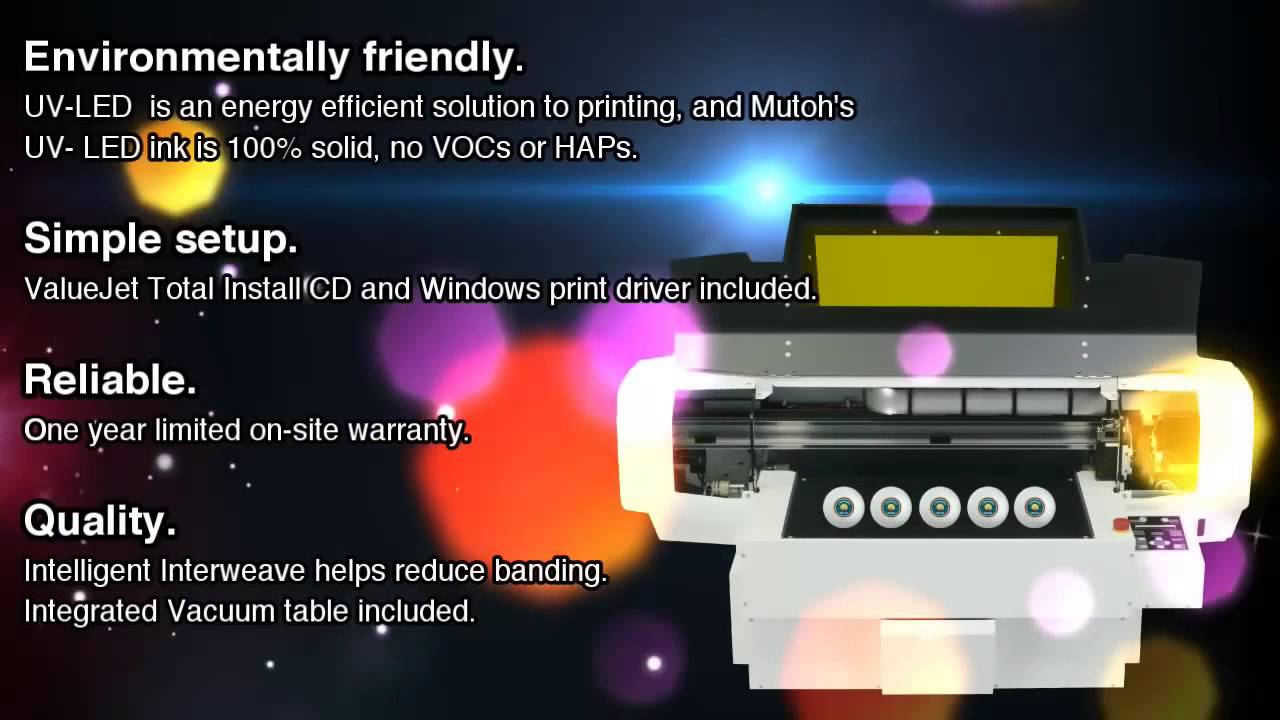 Mutoh's ValueJet 426UF UV LED Printer - YouTube