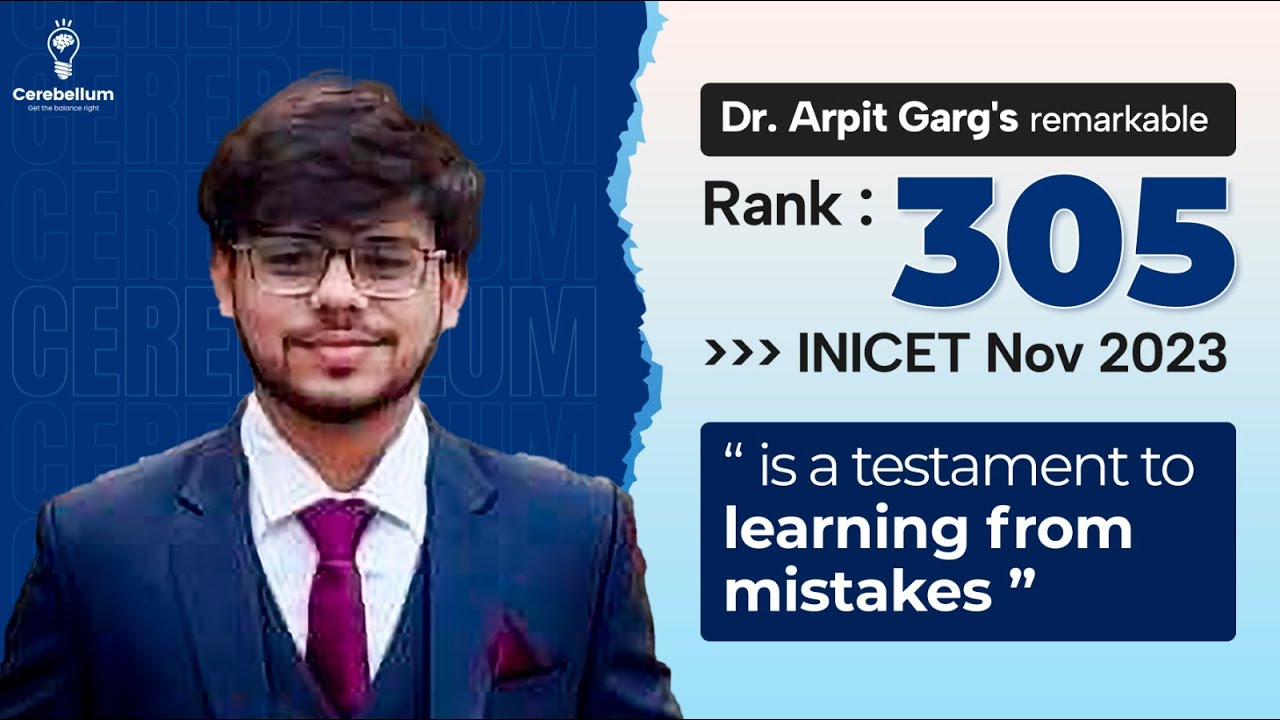 Dr. Arpit Garg's remarkable rank of 305 INI CET is a testament to ...