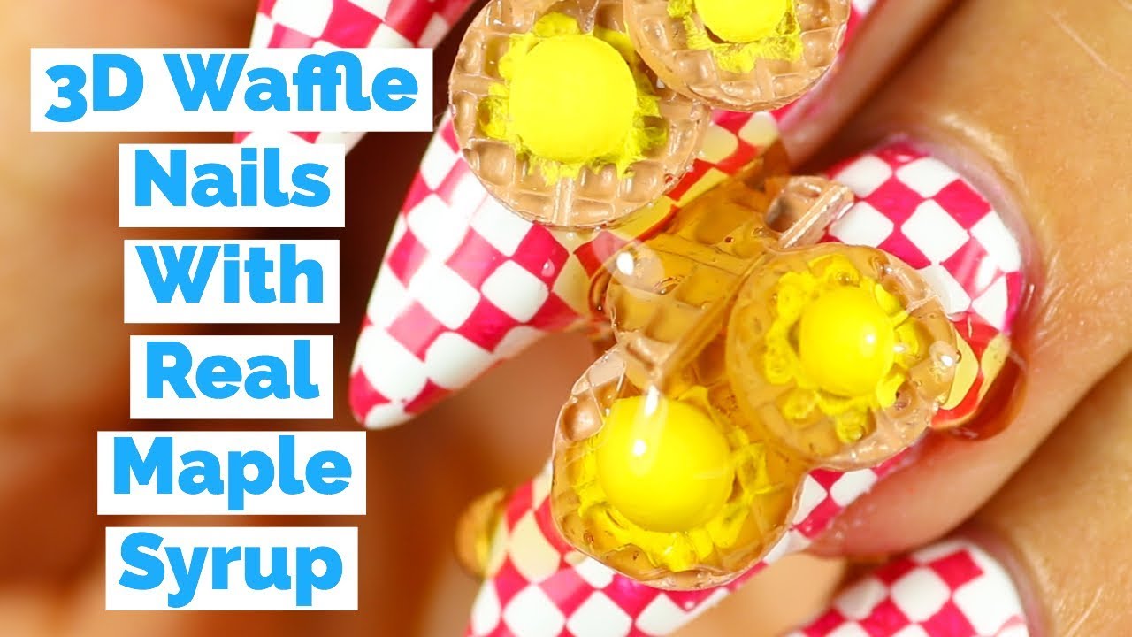 3D Waffle Nails with Real Maple Syrup Tutorial | Vegan Cruelty-Free ...