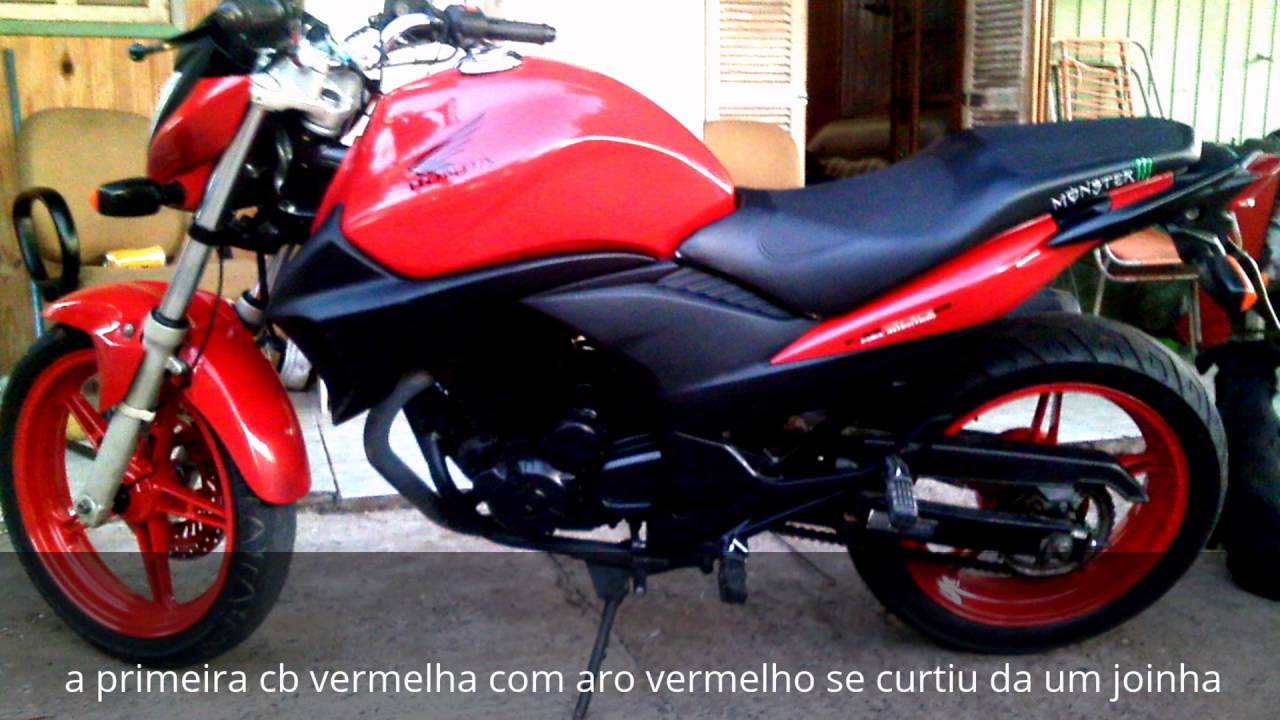 Primeira cb 300r vermelha e preto com aro pintado de vermelho - YouTube