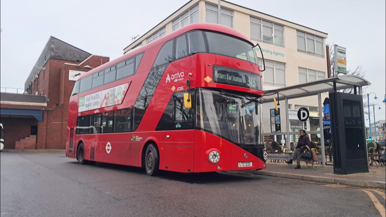 FULL ROUTE VISUAL - Route 313 - Chingford Station - Potters Bar - LT222 ...