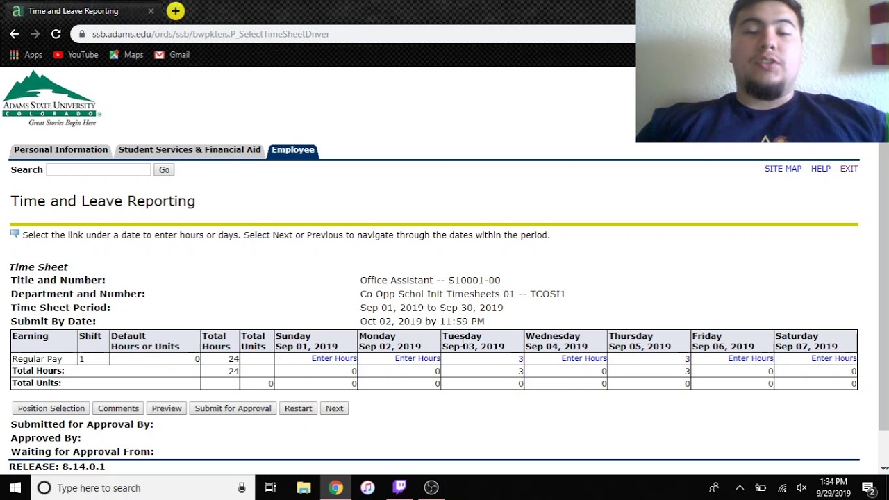 How to put in your time Sheet for work study - YouTube