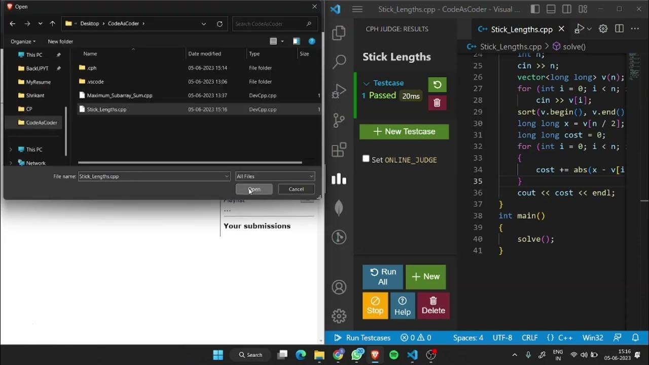 Cses Stick Lengths Minimum Total Cost For Equalizing Sticks Youtube