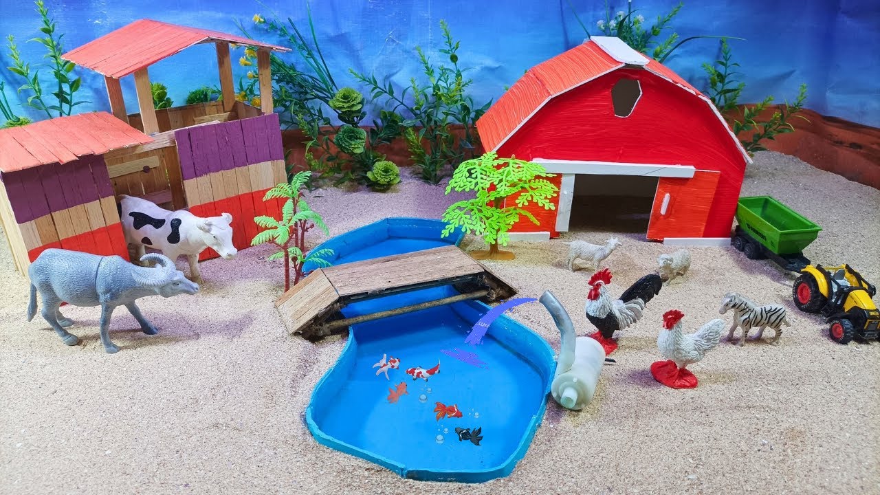 DIY mini Farm Diorama with House For Cow , Goat House – Cow Shed - wood ...