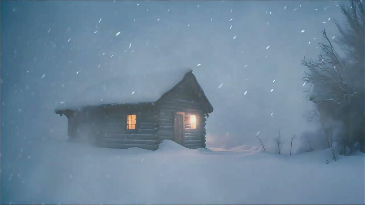 Nature Sounds of Winter Snowstorm in a Log Cabin. Relaxing Ambience of Blizzard and Howling ...