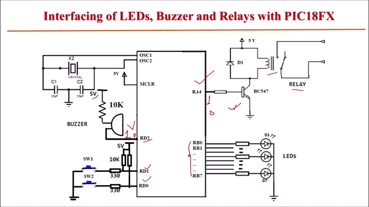 PIC_Lecture 7: Embedded C program to interface LEDs, Relay, Buzzer, Switches to PIC ...