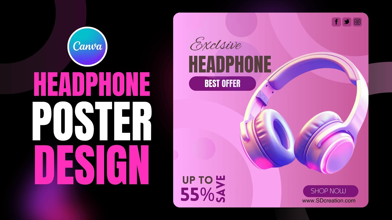 How To Design Headphones Social Media Poster In canva | Social Media ...