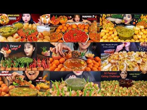 10xSPICY🔥 PANI PURI EATING CHALLENGE | ASMR  MUKBANG | OMG MUKBANG ASMR #mukbang #golgappe #panipuri