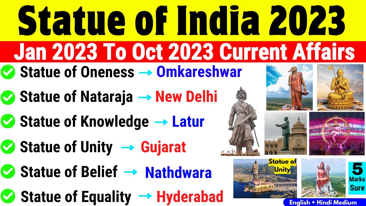 Famous Statue of India 2023 | Statue of india MCQ | Statue in India Gk ...