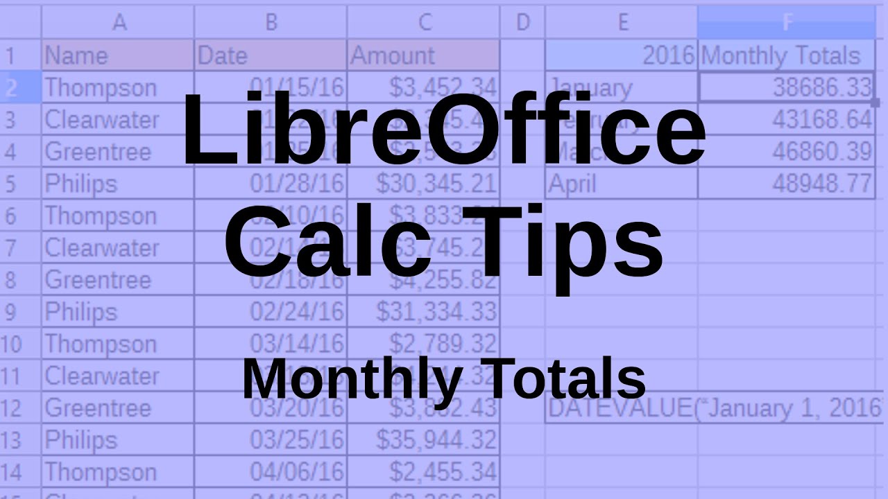 LibreOffice Calc Tips Monthly Totals YouTube LibreOffice Calc Tips Monthly Totals YouTube