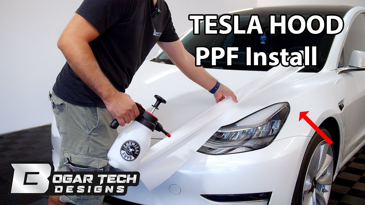 How To Install DIY PRECUT PPF For Tesla HOOD - YouTube