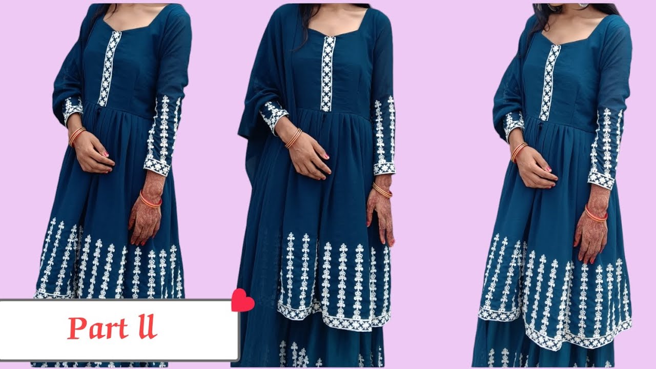 Front open frock Cutting/Stitching with dupatta ️|How to make front ...