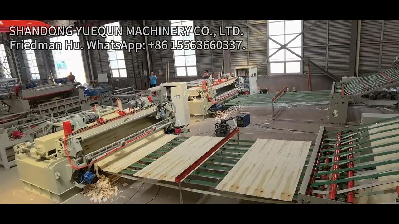 8ft veneer peeling machine with automatic veneer stacker. - YouTube