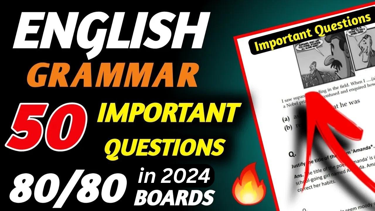 English Grammar Most Important Questions for Class 10 🔥 | Class 10 ...