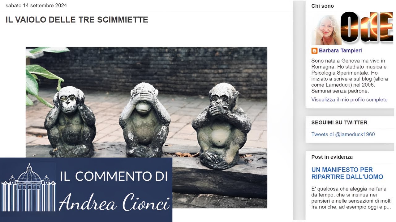 Andrea Cionci legge e commenta "Il vaiolo delle tre scimmiette" di ...