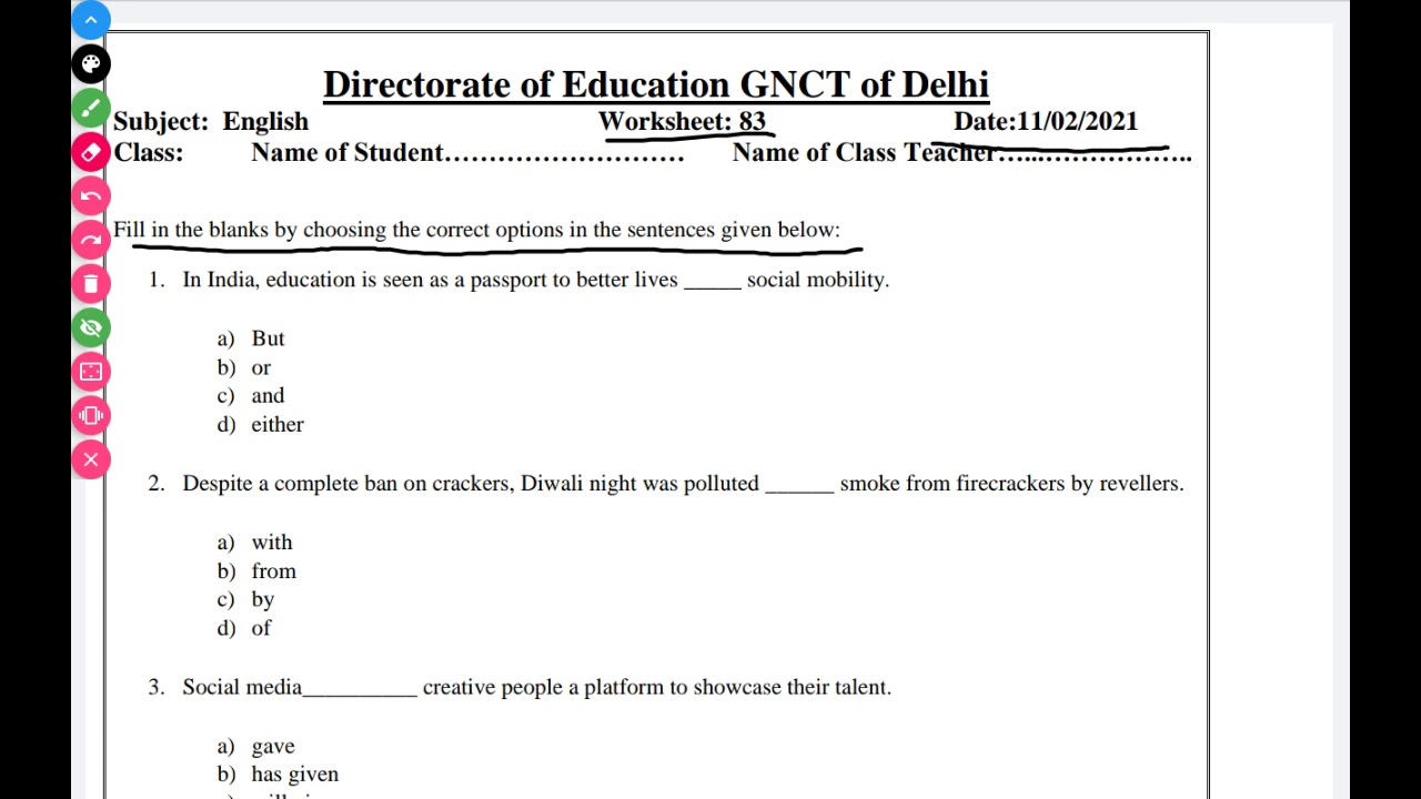 Worksheet 83 Class 10 Integrated Grammar Practice Subject English 11 Worksheet 83 Class 10 Integrated Grammar Practice Subject English 11