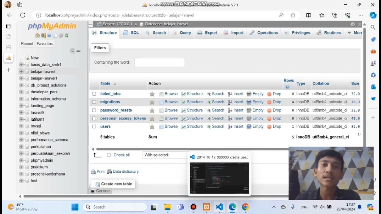 "Tutorial Integrasi Template AdminLTE & Login Form di Laravel 8 : Seeder Database & Admin ...