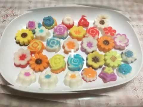 Steamed layered rice cake flowers - YouTube