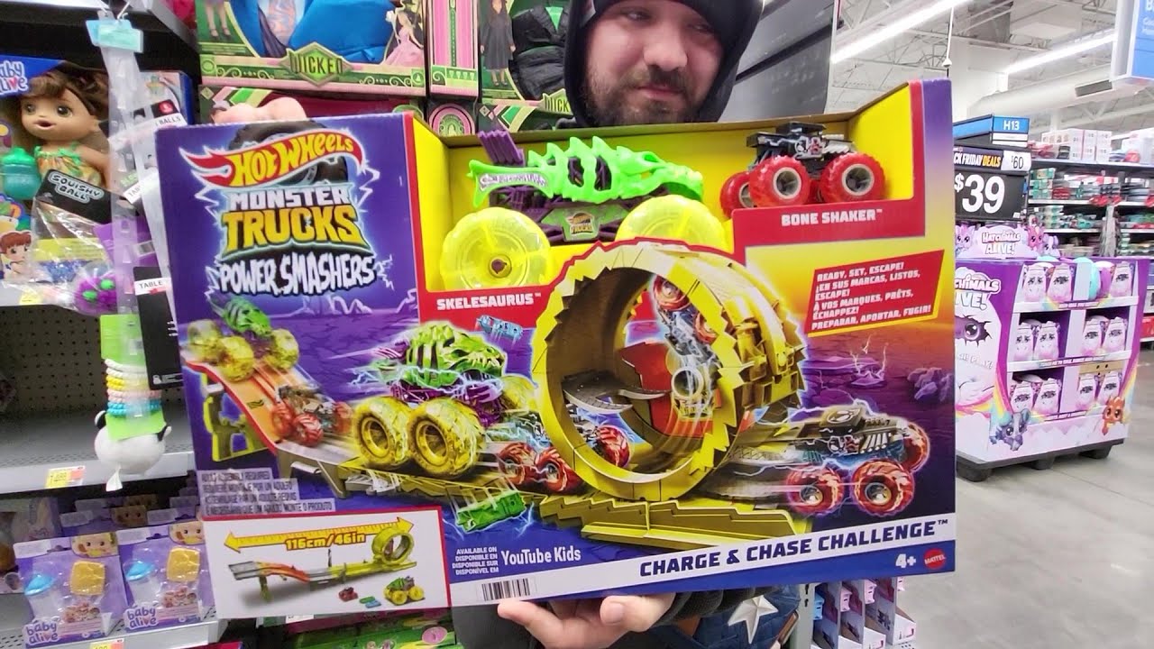 HOT WHEELS POWER SMASHERS MONSTER TRUCKS CHARGE & CHASE CHALLENGE ...