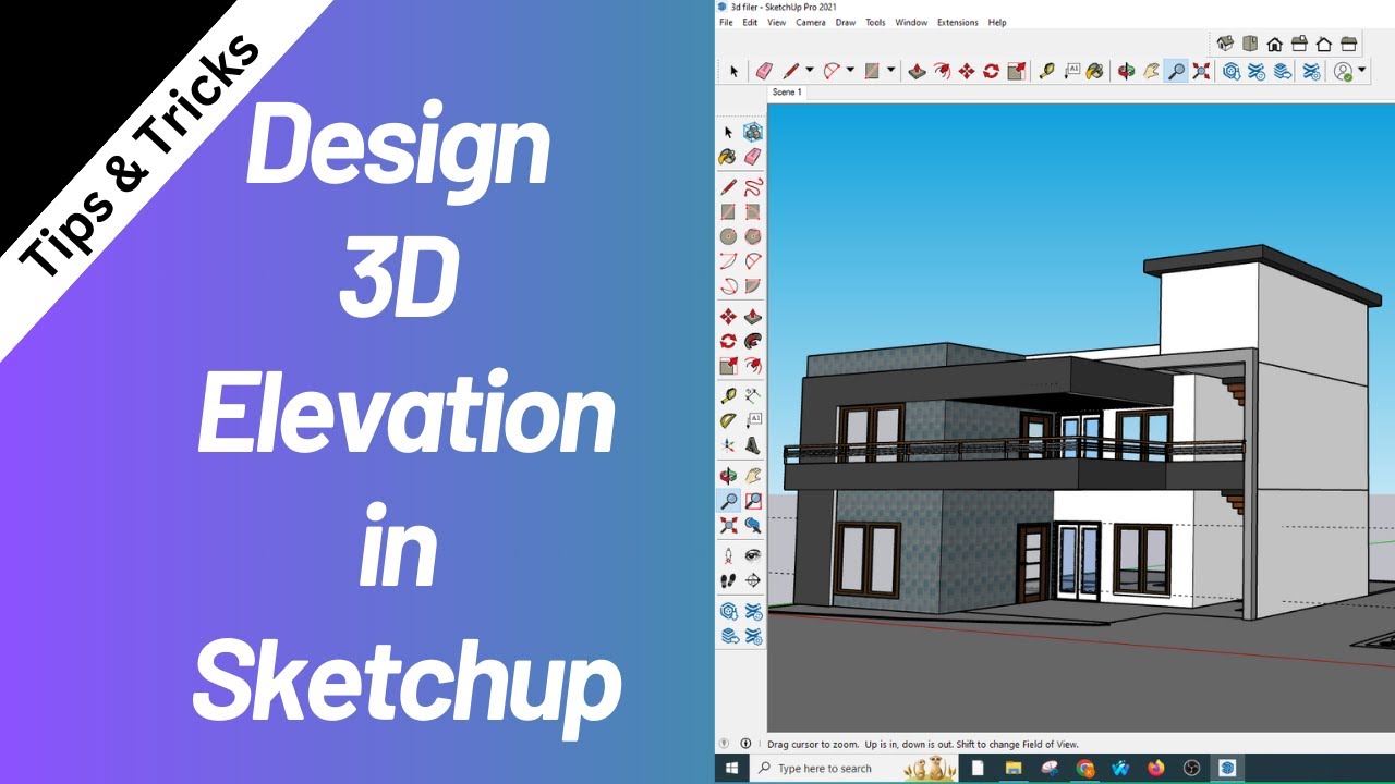 How to Design 3D Elevation In Sketchup🚀 | Complete 3D Model In Sketchup ...