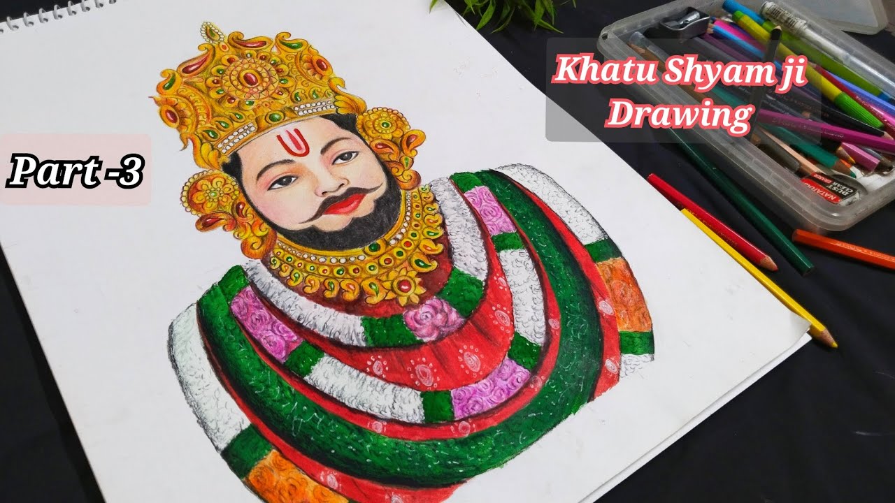 part-3 khatu Shyam ji drawing 🌹//how to complete jewellery part drawing ...
