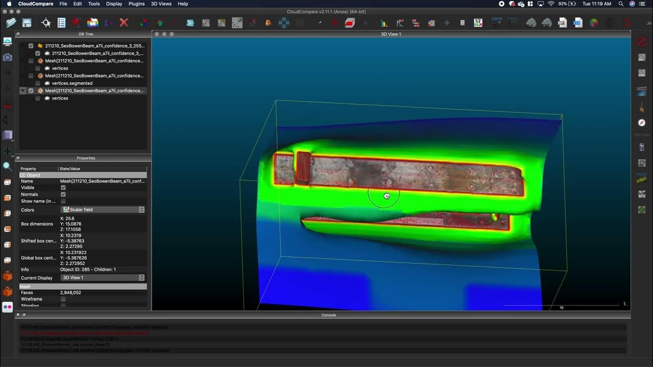 [CloudCompare]Build 3D mesh of I Beam - YouTube