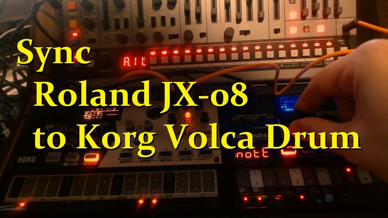 Sync Volca Drum and Nubass to JX-08 - YouTube