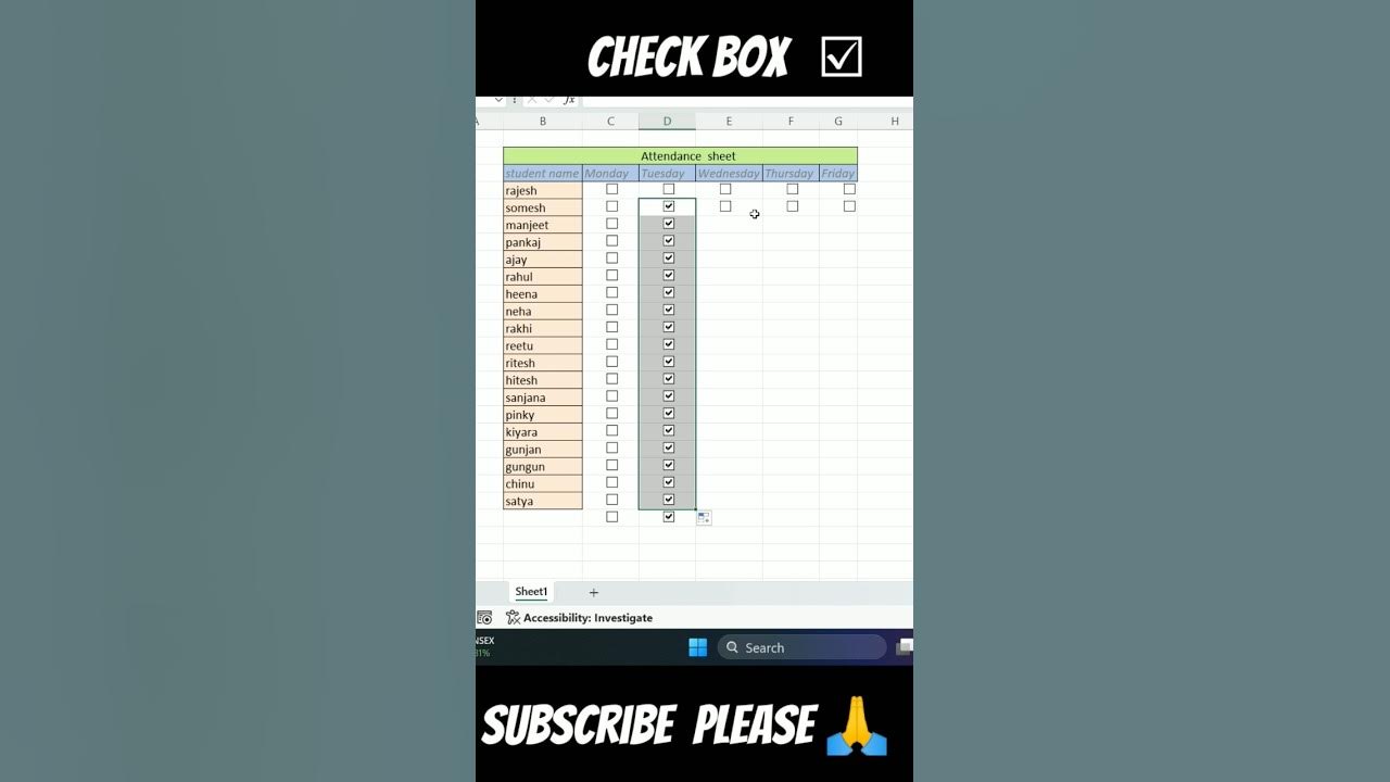 ☑ How to insert check box in excel | excel interview #excelformula #exceltips #excelworld # ...