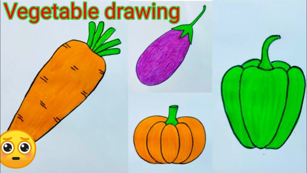 Easy vegetable drawing for beginners step by step || vegetable drawing ...