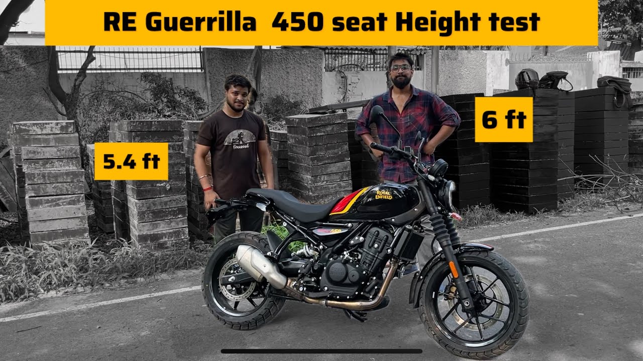 RE Guerrilla 450 seat Height test - YouTube