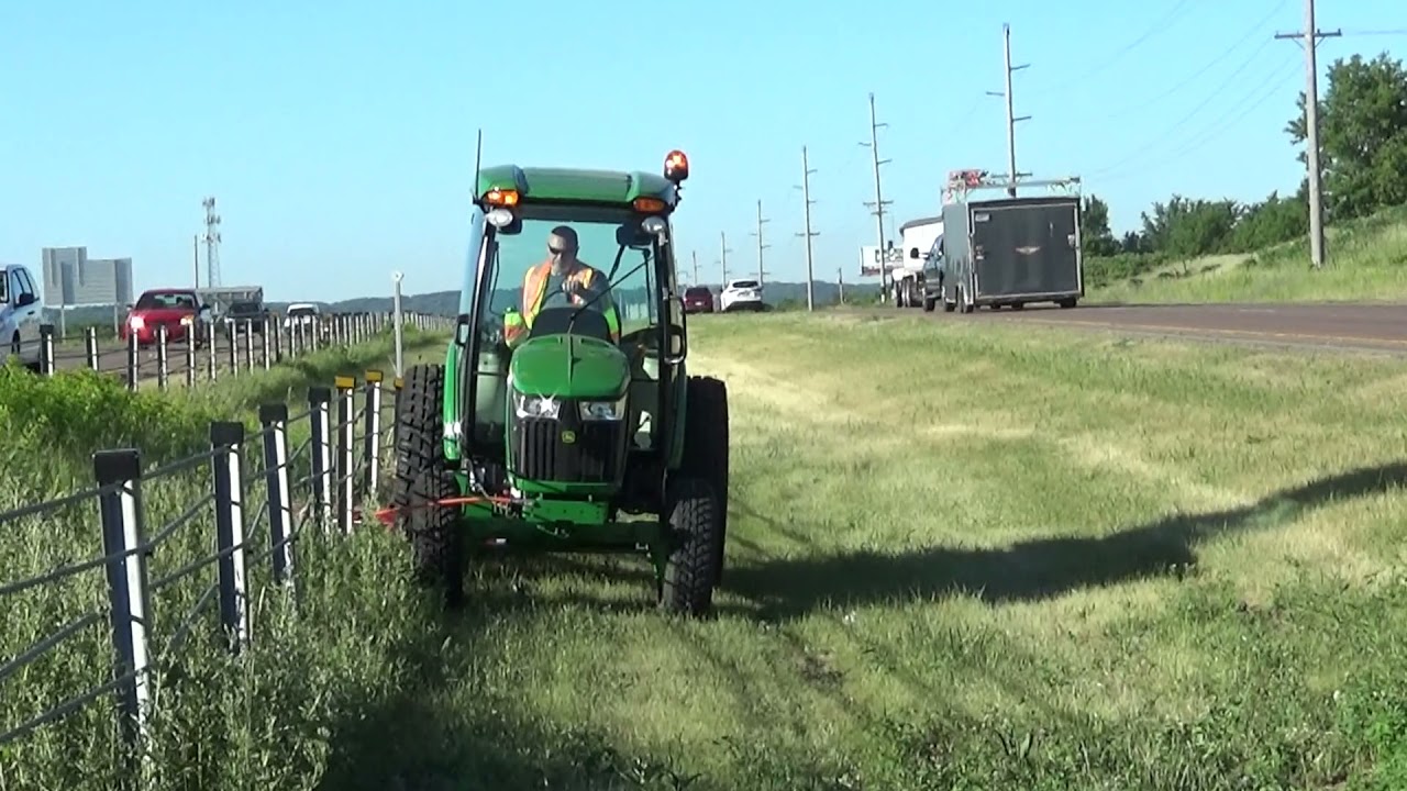 Wright Fence Mower - Highway Divider Fence Mowing - YouTube