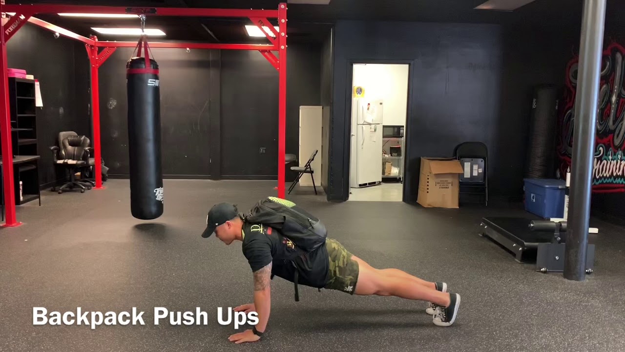 Back pack push ups - YouTube