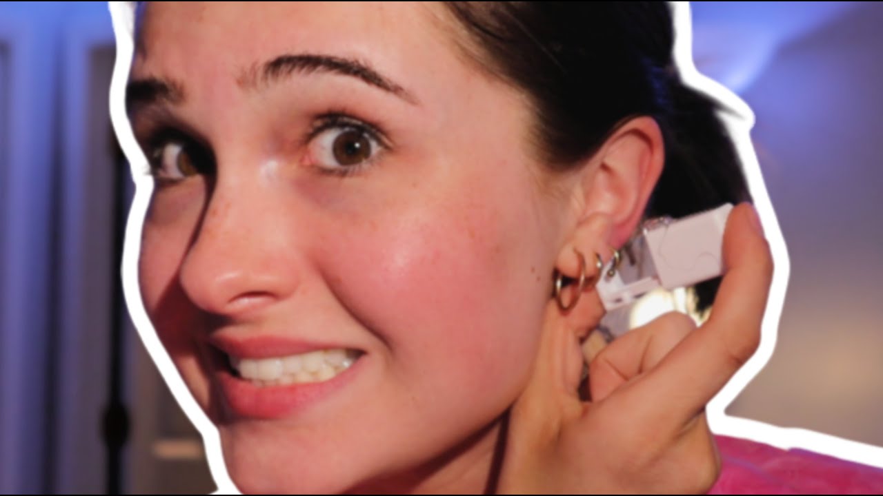 PIERCING MY EARS BY MYSELF?? *at home* - YouTube