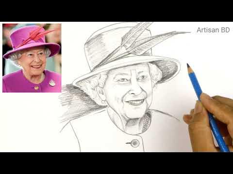 Drawing of Queen Elizabeth, Easy Pencil Sketches - YouTube