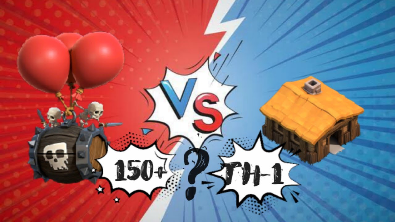 TOWN HALL _1_ VS Skeleton barrel || What happen ? Town hall 1 attack ...