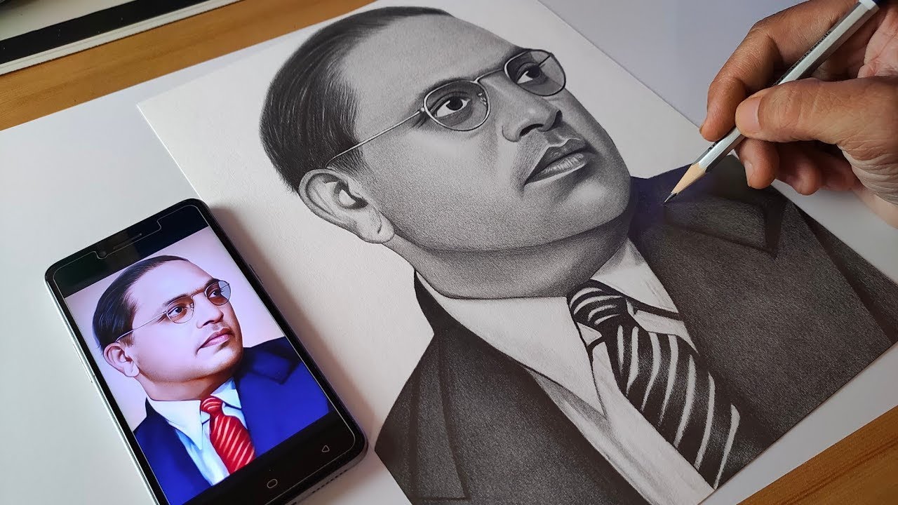How to draw Dr. BR Ambedkar | BR Ambedkar Pencil Sketch 🇮🇳 - YouTube