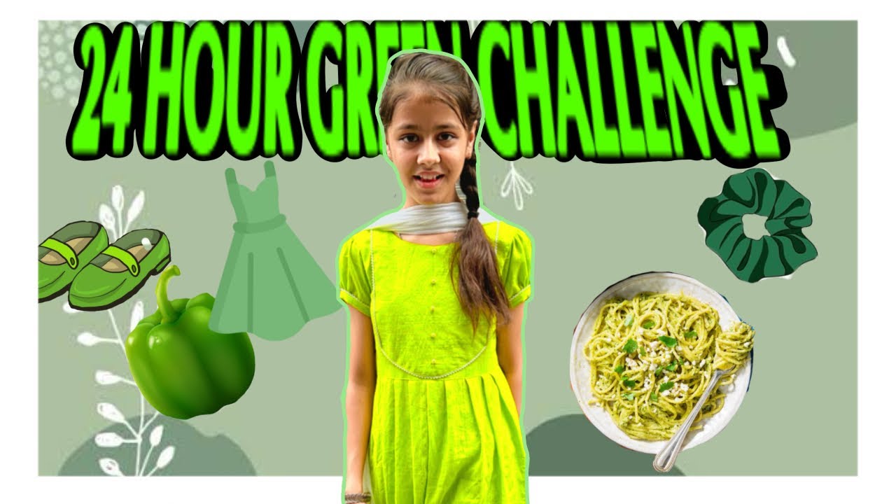 24 HOURS GREEN CHALLENGE 💚only using green things and eating green food ...