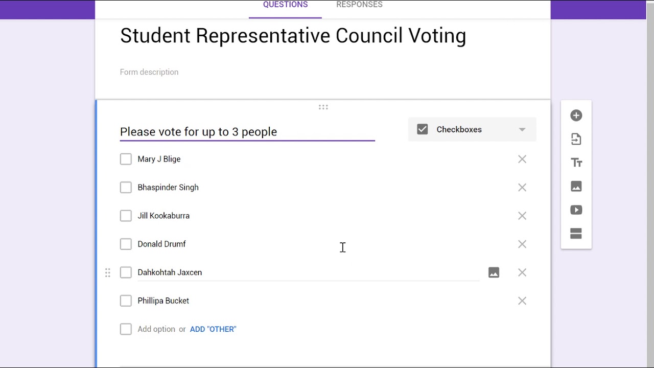 Limiting selections in Google Forms - YouTube