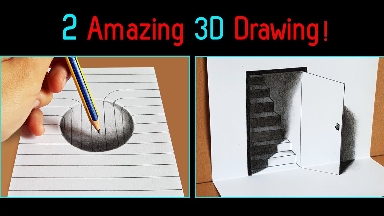 VERY EASY 🤯 !! HOW TO DRAW 3D HOLE & 3D STAIRWAY || STEP BY STEP - FOR ...