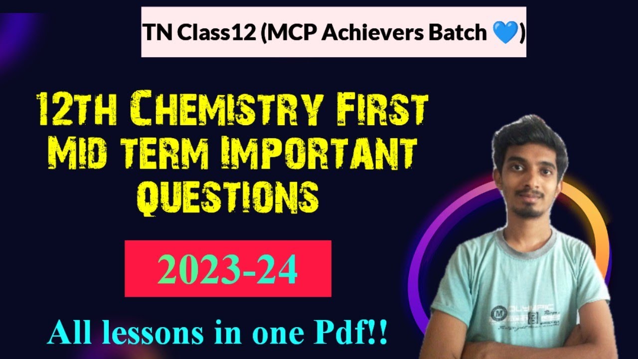 12th Chemistry Important questions for First Mid term 2023-24|MCP ...