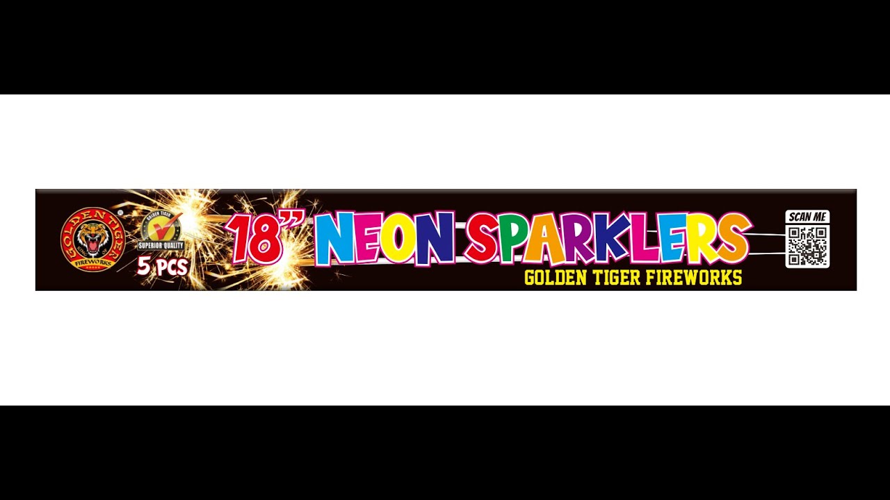 18" NEON COLOURED 5-pack SPARKLERS by Golden Tiger Fireworks ...