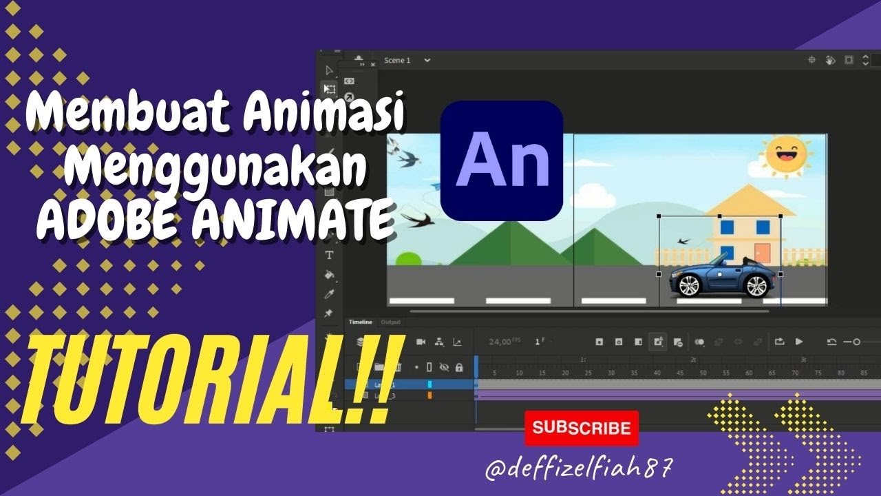 TUTORIAL ADOBE ANIMATE | MEMBUAT ANIMASI MOBIL BERGERAK - YouTube