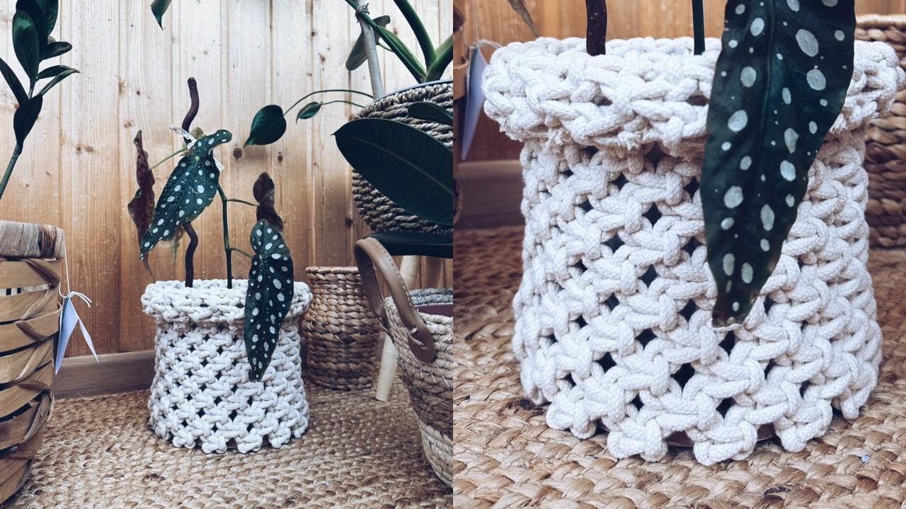 DIY: MACRAME PLANT COZY POT COVER 🪴/ Macrame Basket 🧺 - YouTube