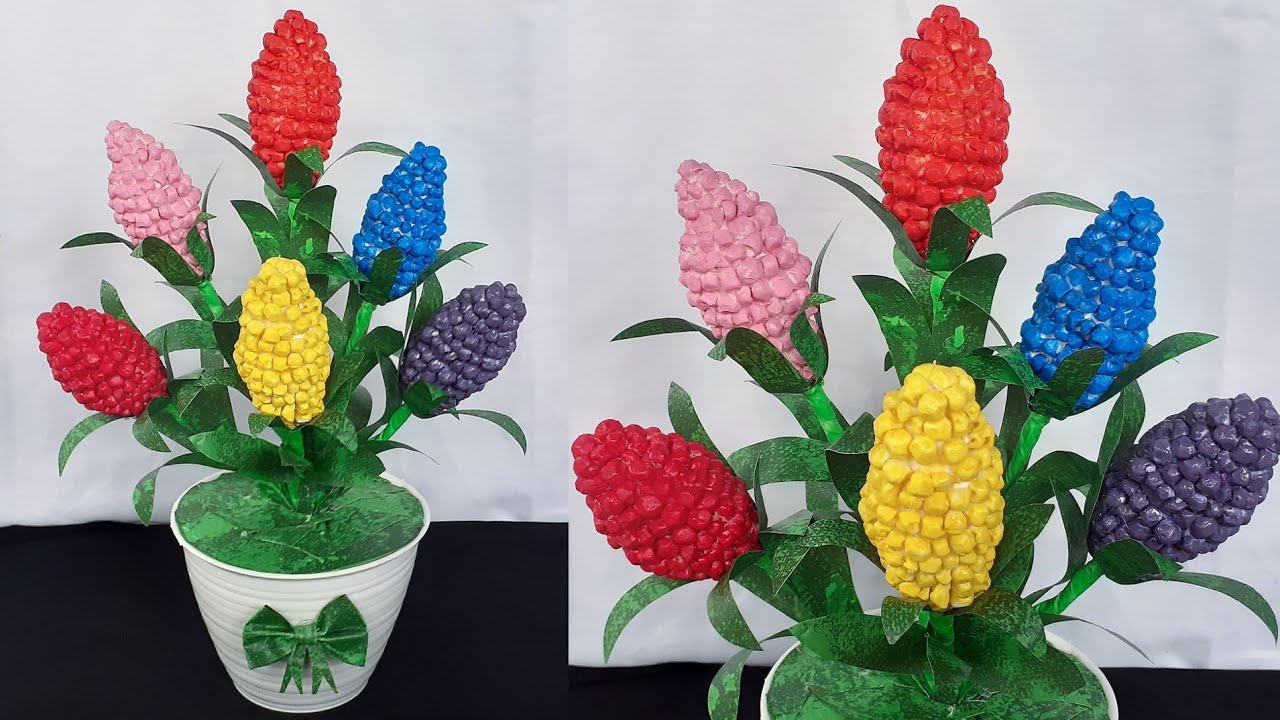 Bunga dari Busa Gabus/ Styrofoam | Thermocol Ball Flower | Foam Beds ...