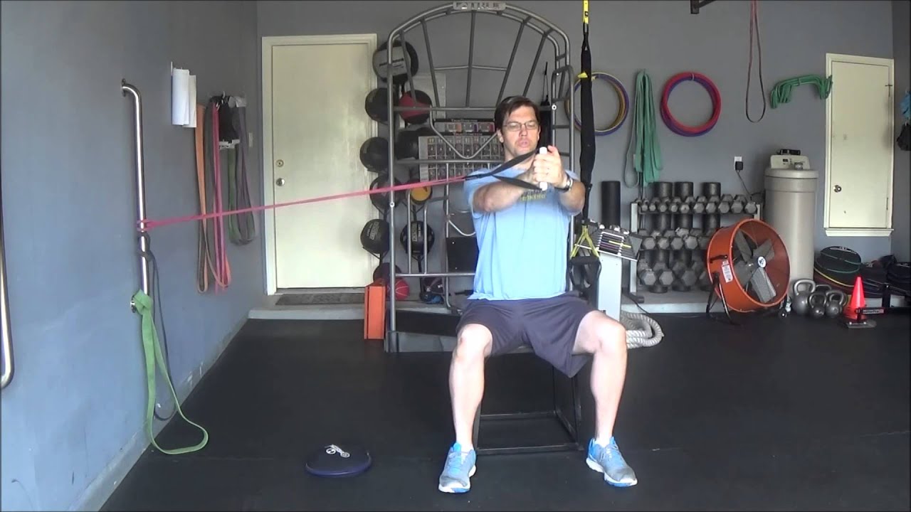 Band Seated Pallof Press - YouTube