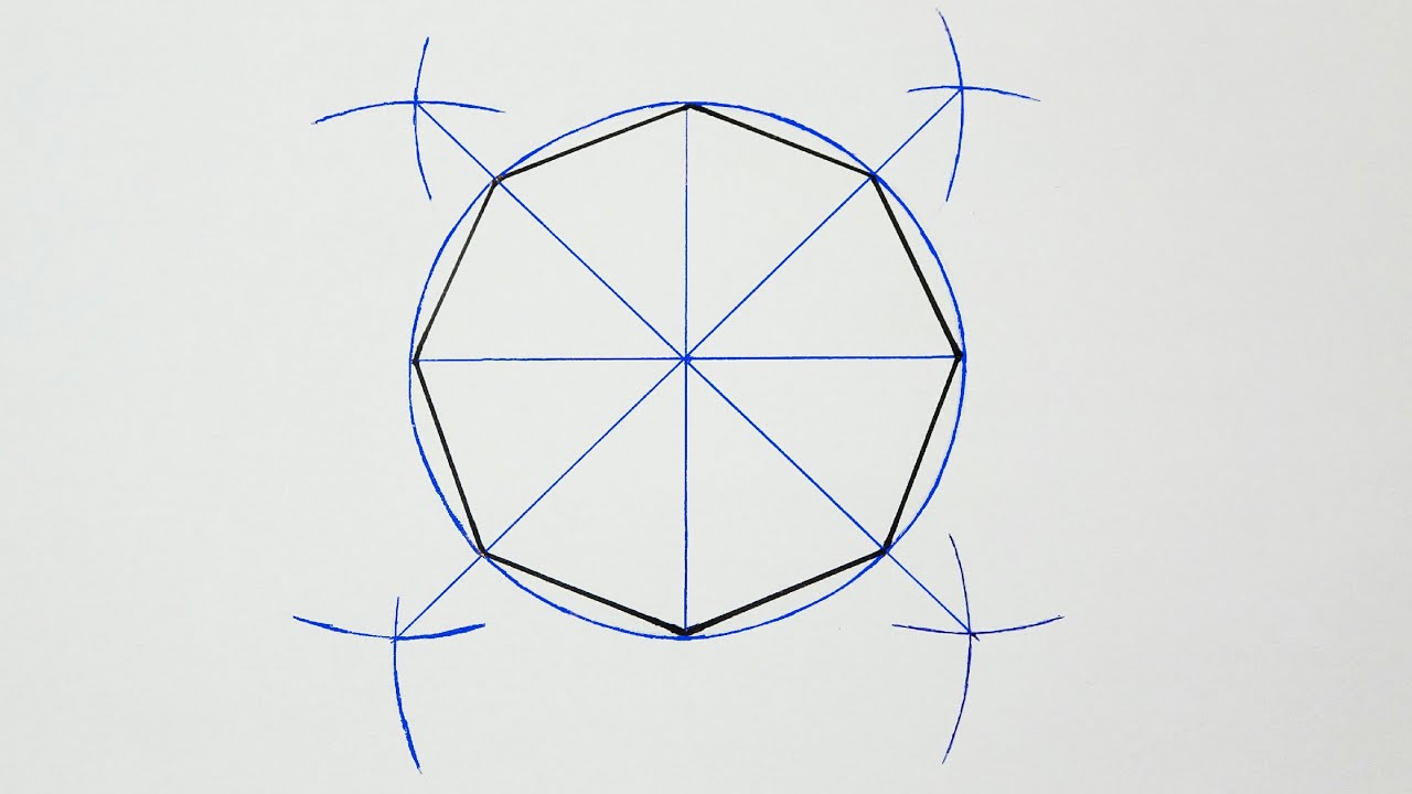 Octógono regular inscrito en una circunferencia. - YouTube
