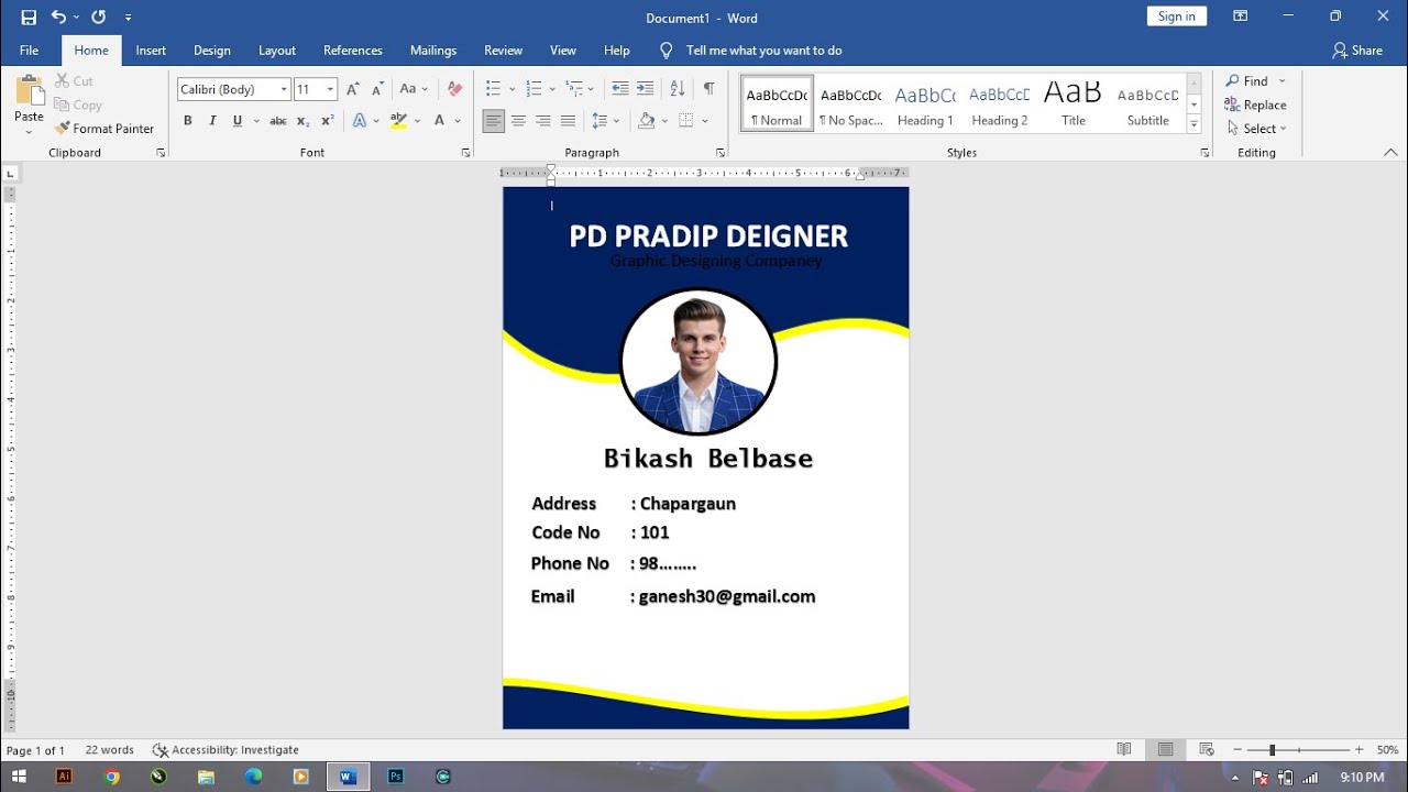 How to make id card desing in Ms Word l Microsoft word l Id Card l # ...