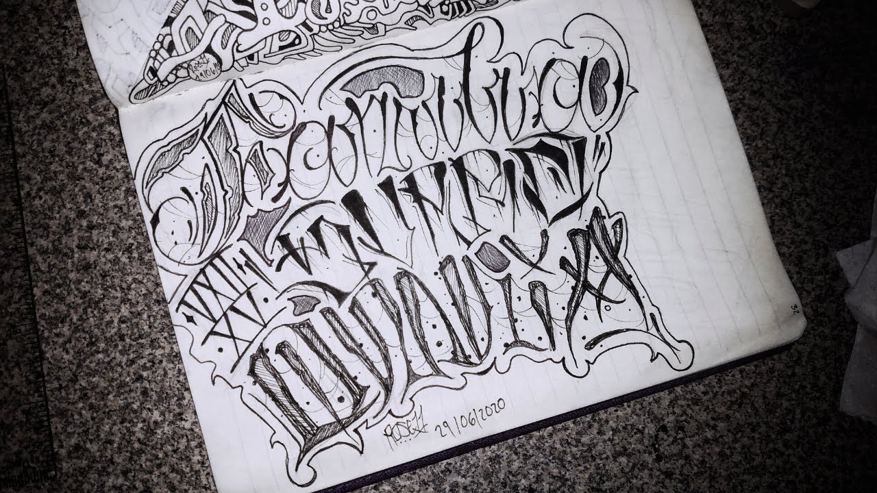 Lettering Timelapse / Criminal Lettering Chicano Tattoo - YouTube