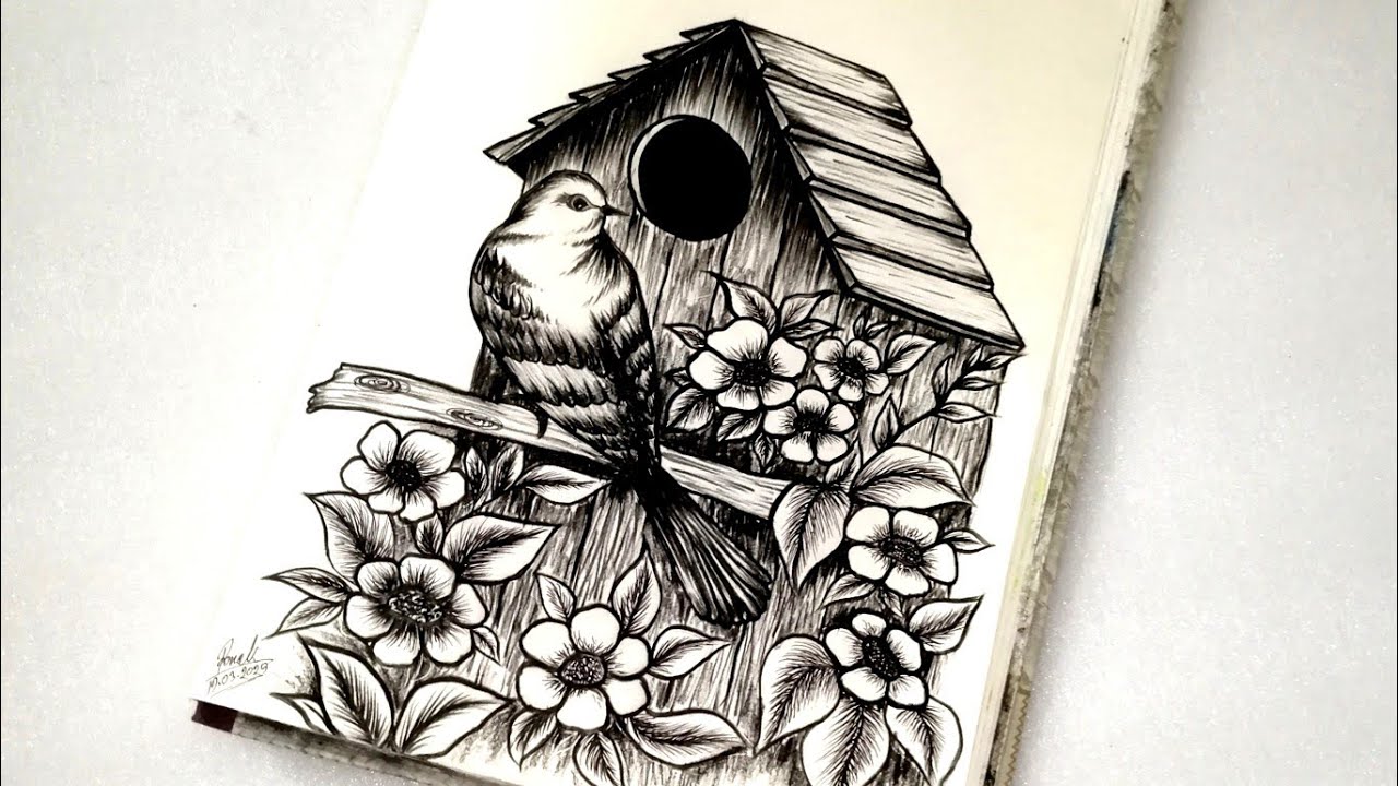 How to draw bird house ।। Bird house drawing for beginners ।। Easy ...