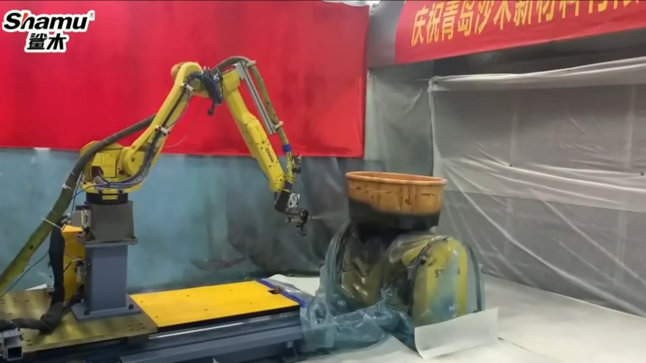 How to use robot spraying polyurea coating? - YouTube